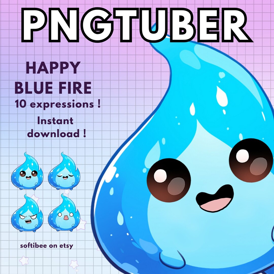 Reactive Pngtuber Blue Fire 10x | Chibi Vtuber Model for Twitch Vtube ...