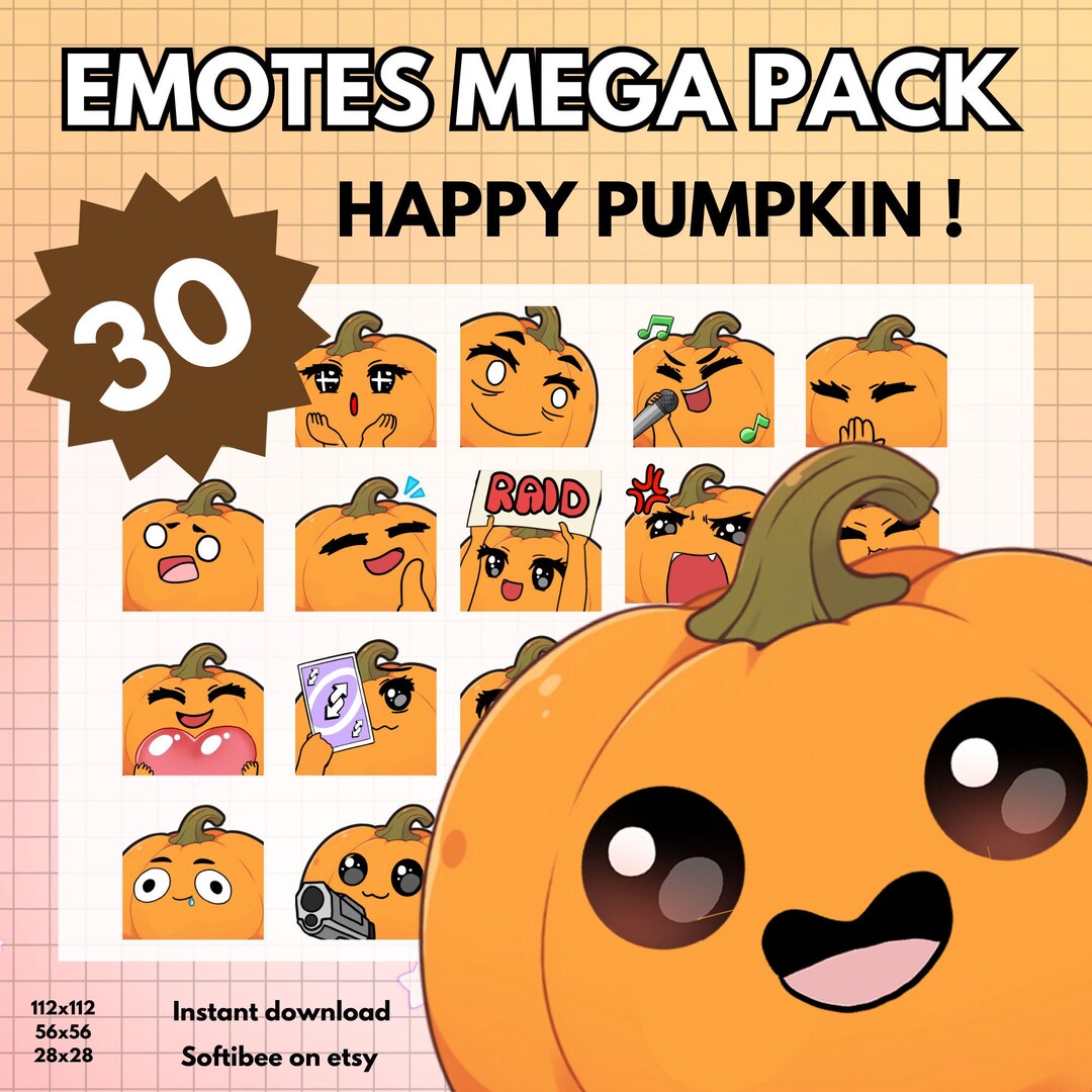 Pumpkin Emotes Twitch MEGA PACK ! X30 Emote Chibi Boy Anime Pumpkin ...