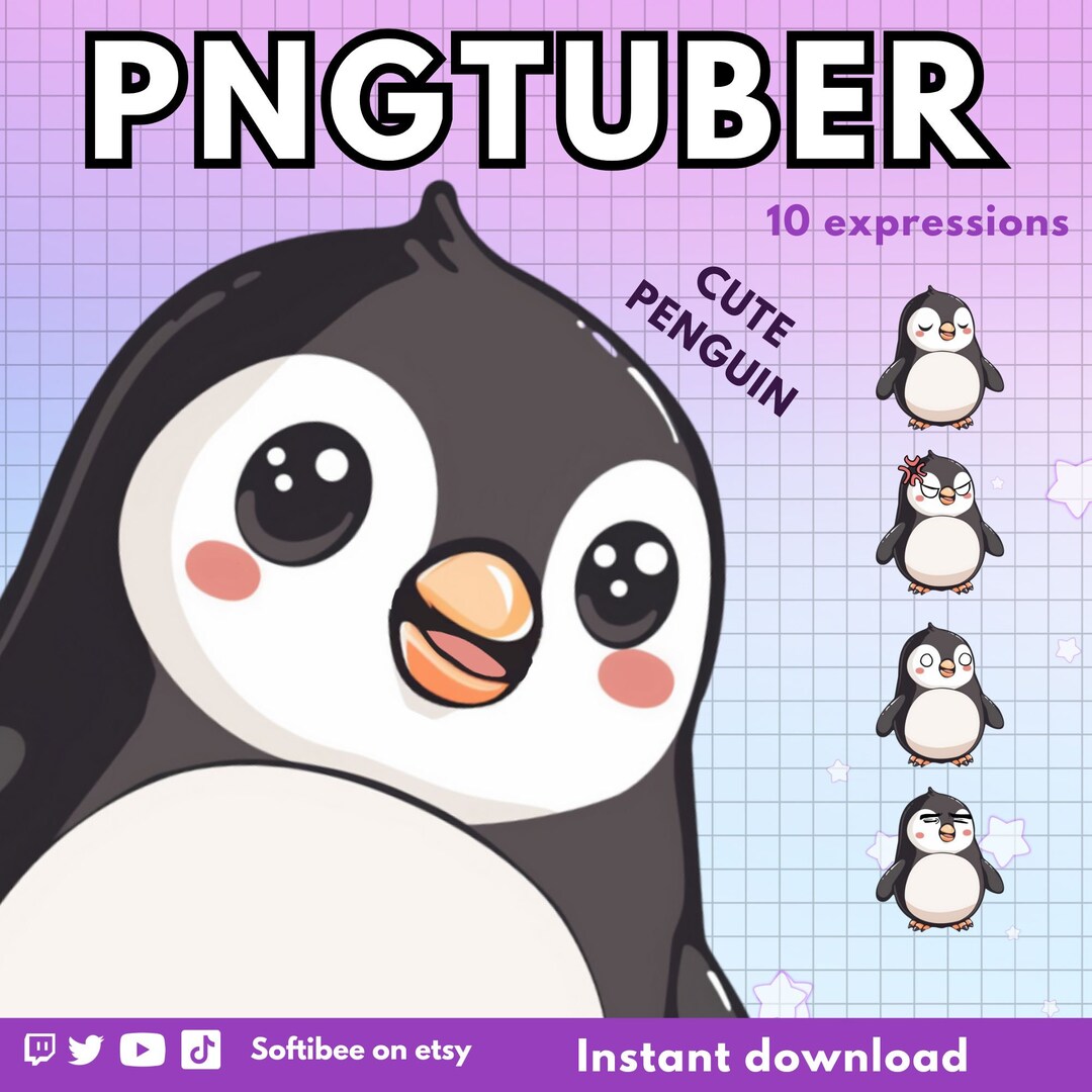 Pngtuber Penguin 10x Chibi Vtuber Girl Model Avatars for Twitch Overlay ...