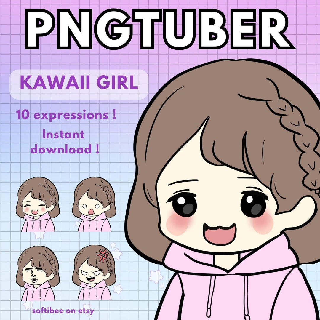 2d Model Vtuber Kawaii Brown Hair Pngtuber Model / Gamer Girl V-tuber ...