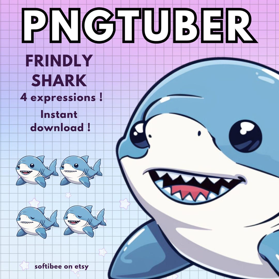 Pngtuber Shark Male Model 4x Shark Png Tuber Avatars for Twitch Discord ...