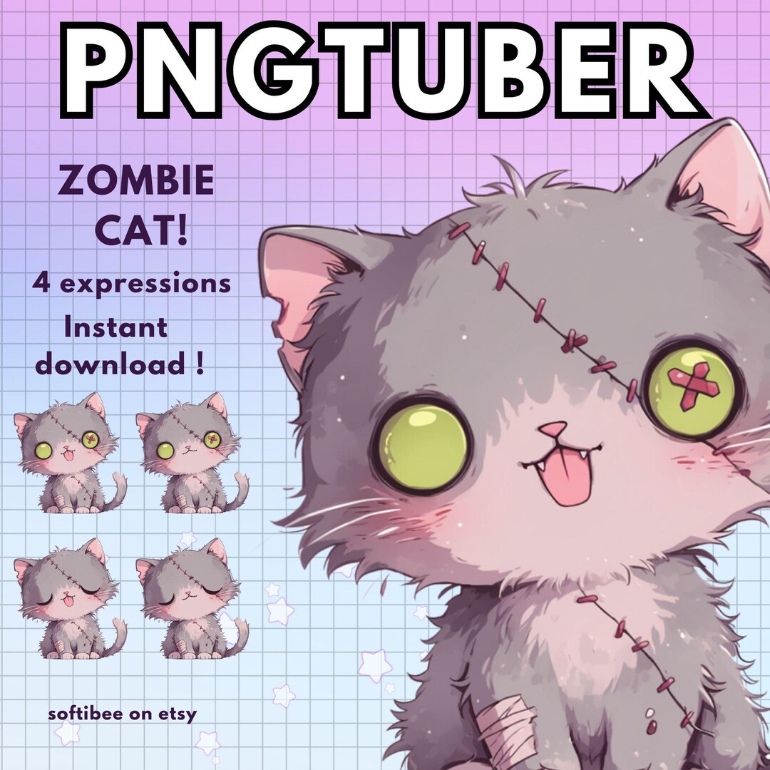 Zombie Png Tuber Twitch Gamer Furry Vtuber Model for Streaming | 4x Cat ...