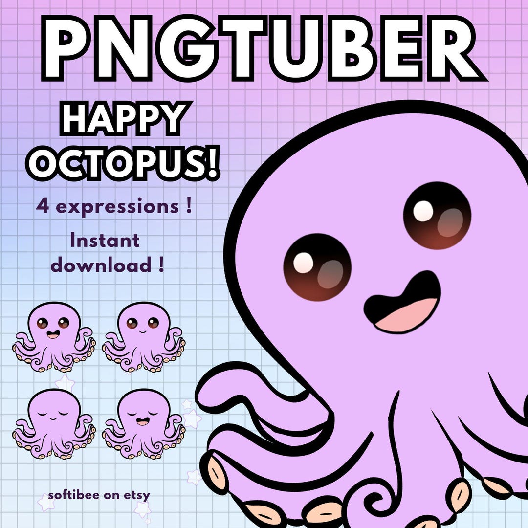 Octopus Pngtuber Model Cute 4x Chibi Png Tuber Avatars for Twitch ...