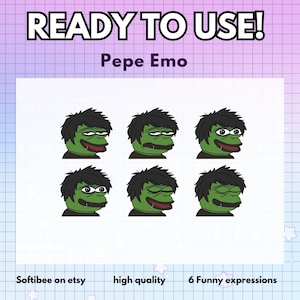 Pngtuber Frog Pepe Vtuber | Emo Edition | 6x Reactive Png Tuber for Twitch & Youtube | Funny ...