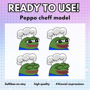 Pngtuber Frog Peepo Chef ! 4x Funny Png Tuber Premade Pepe Meme Edition ...