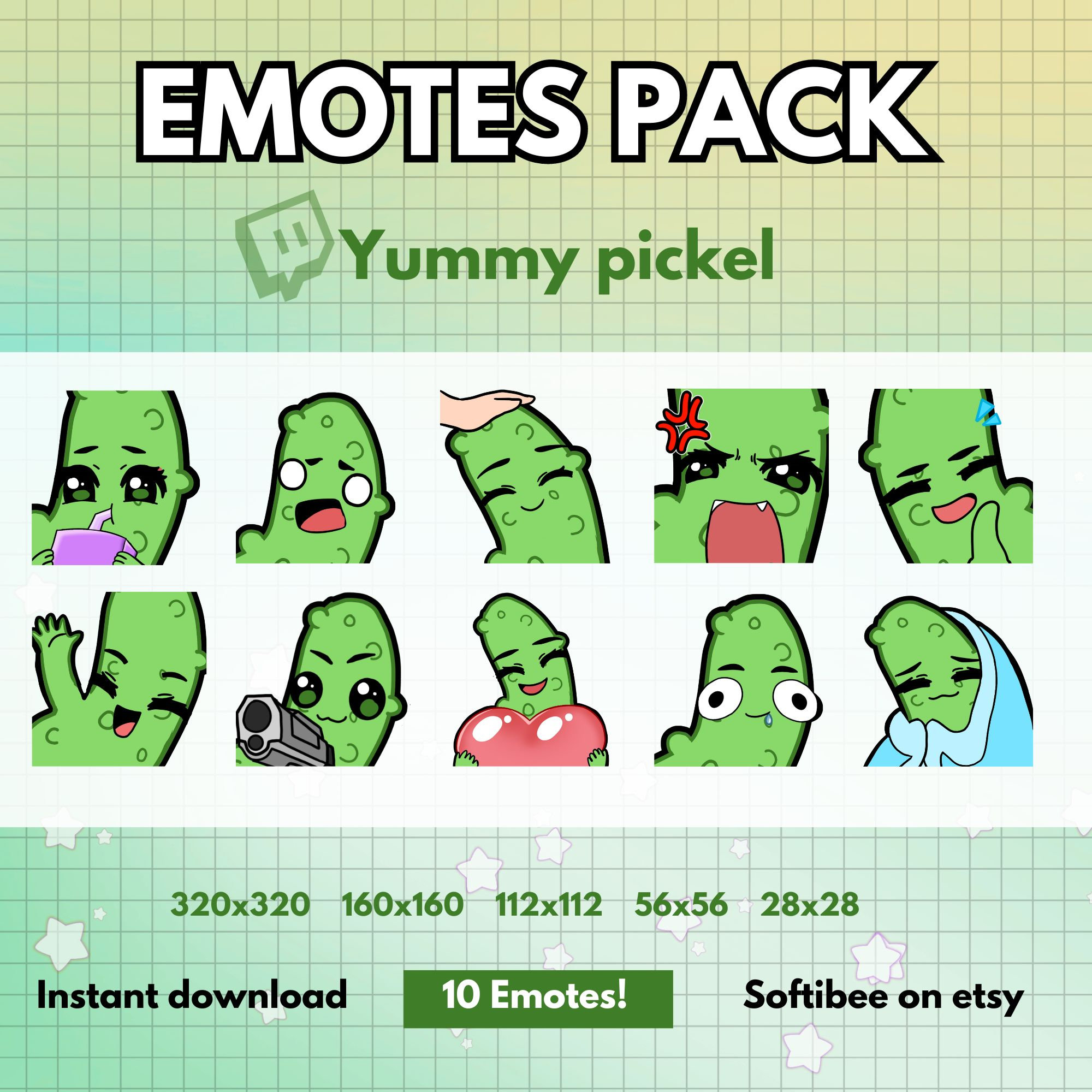 Twitch Emotes Pickle Kawaii 10x Emojis for Twitch Youtube and Discord ...