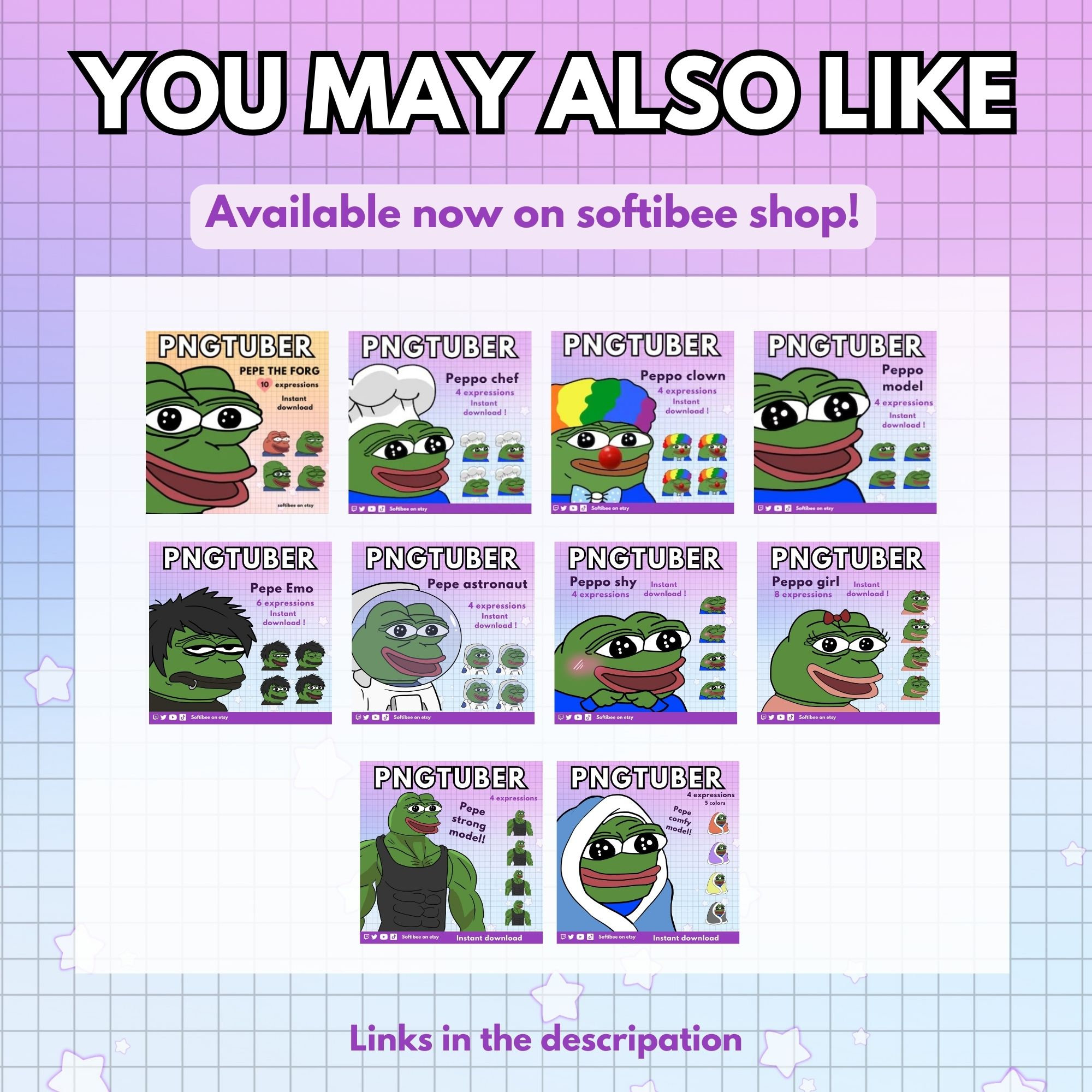 Vtuber Frog Pepe for Twitch 4x Chad Reactive Pngtuber Male Avatars ...