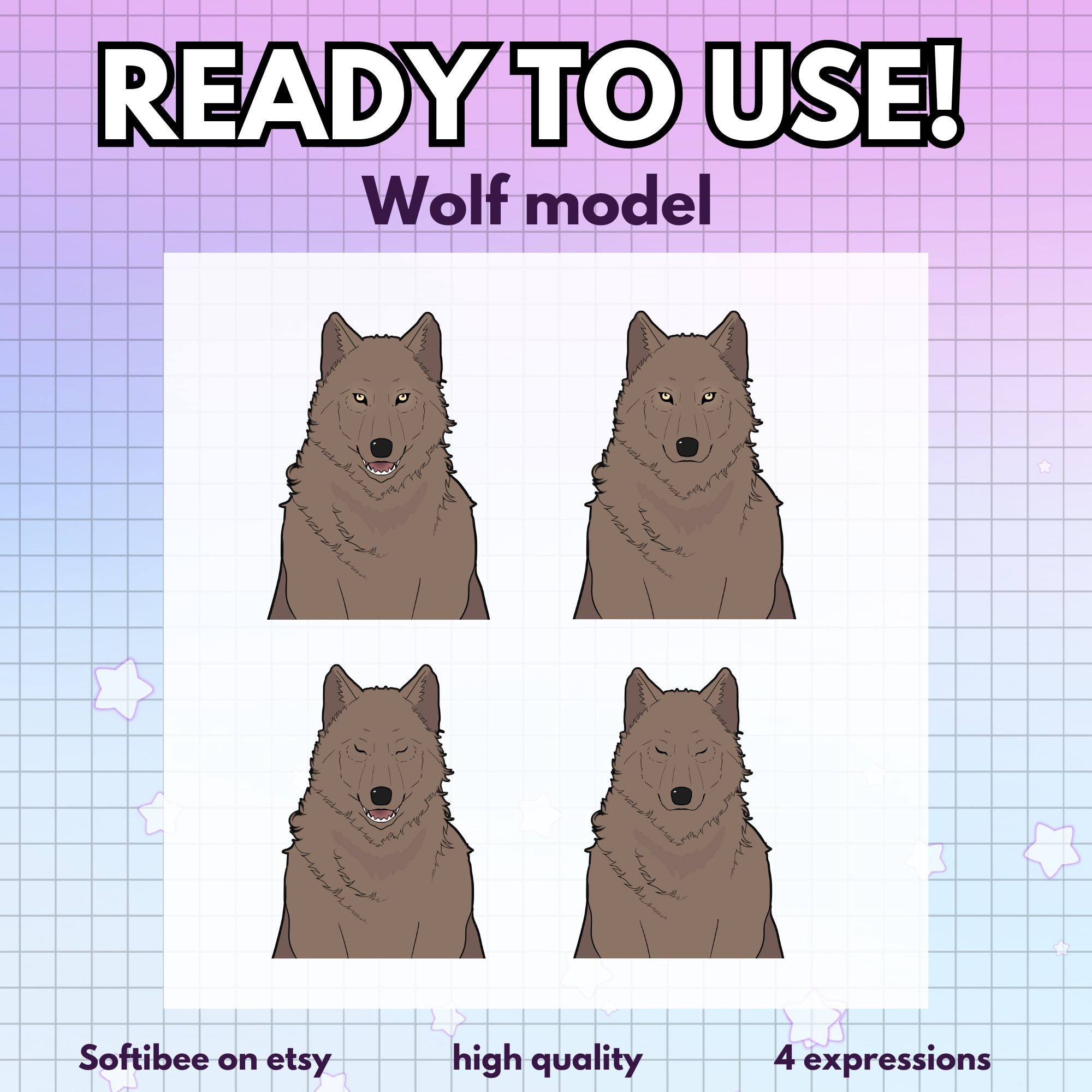 Wolf Pngtuber Model Pre-made Vtuber Model / Animal Png Tuber for Twitch ...