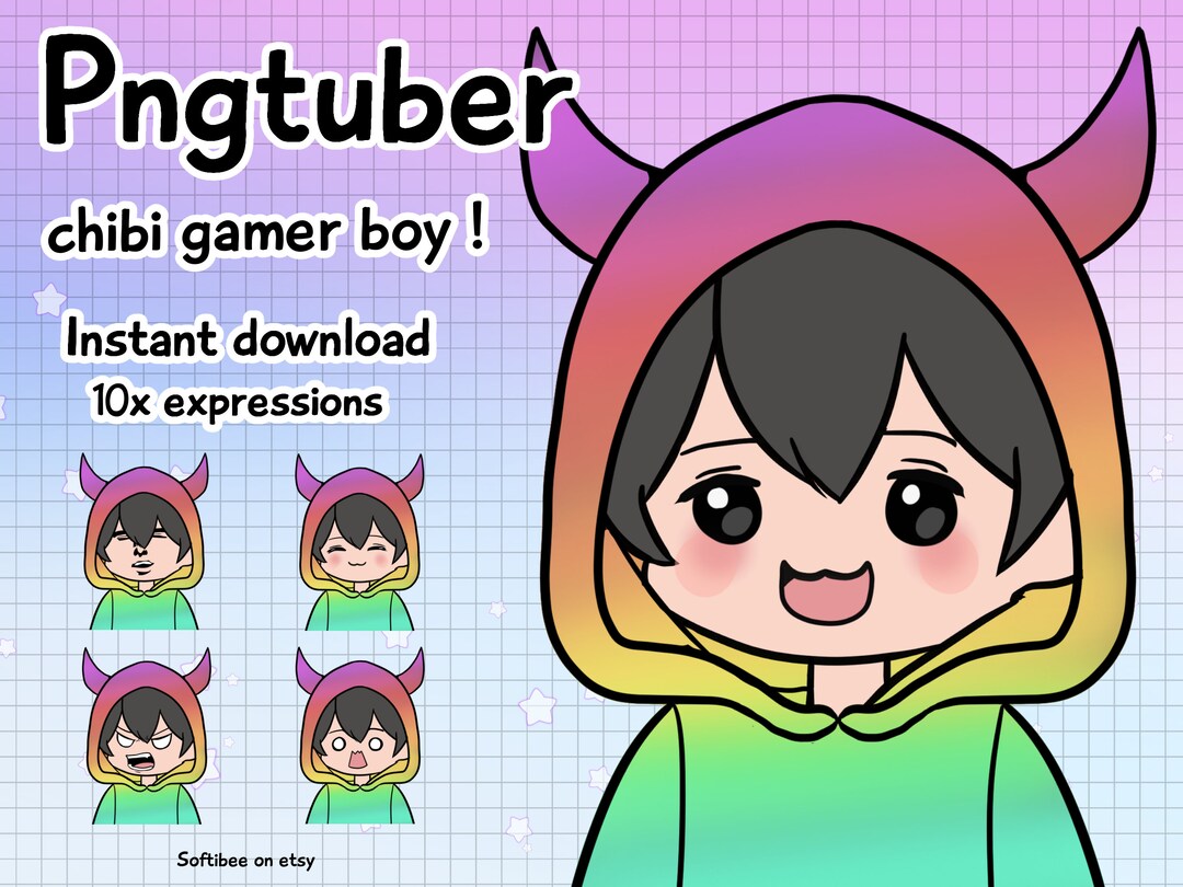 Vtuber Rainbow Hoodie Boy ! X10 Png Tuber Black Boy Anime Demon Vtuber ...