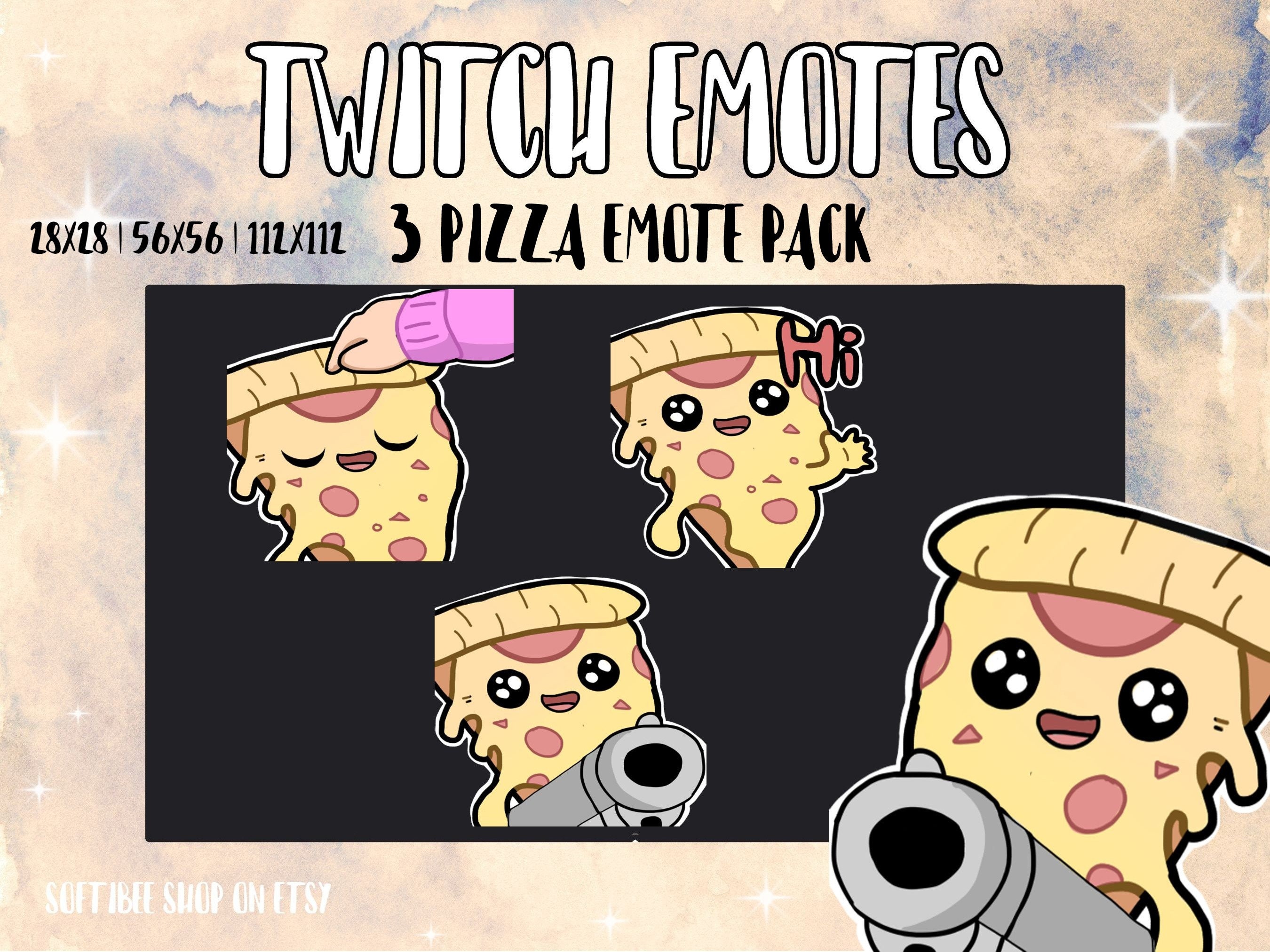 Food Emotes X3 Twitch Pizza Emotes Kawaii Emote Pack Anime - Etsy