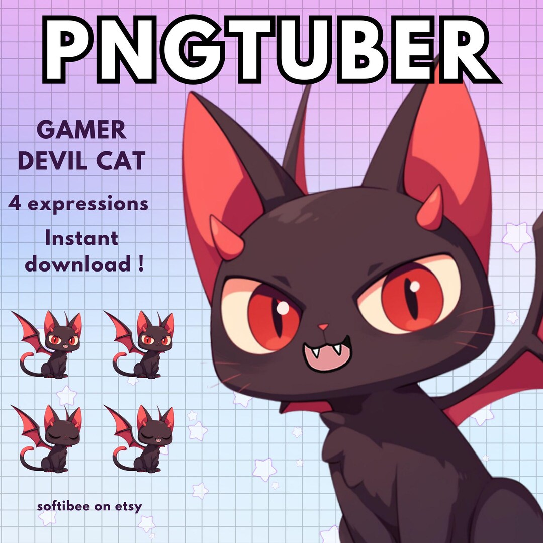 Pngtuber Cat Vtuber Model for Twitch | 4x Magical Black Png Tuber Reactive Discord Avatars | V ...
