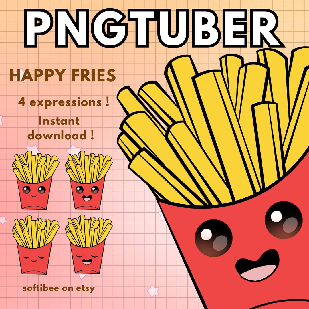 Pngtuber Fries | 4x Kawaii Food Chibi Fries Vtuber Model for Twitch ...
