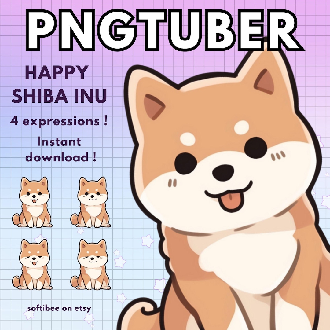 Shiba Inu Pngtuber Dog Vtuber Model for Twitch | 4x Png Tuber Reactive ...