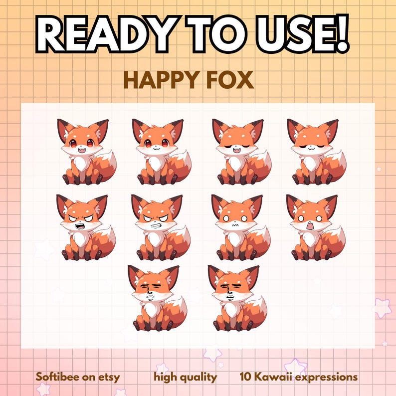 Fox Pngtuber Model Cute 10x Chibi Png Tuber Avatars for Twitch Discord ...