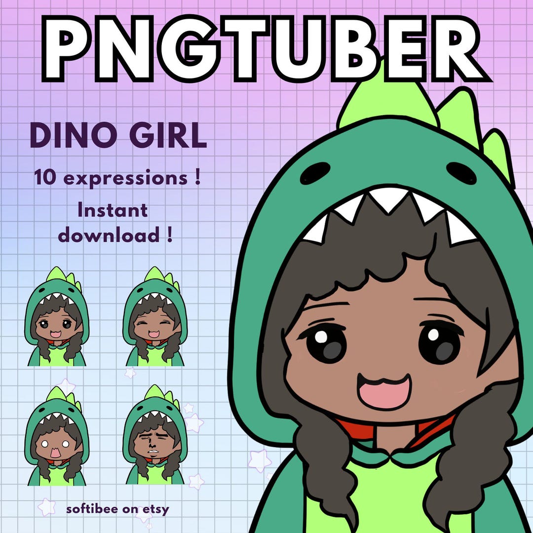 Pngtuber Dinosaur Girl 10x Brown Hair Chibi Vtuber Girl Model Avatars ...