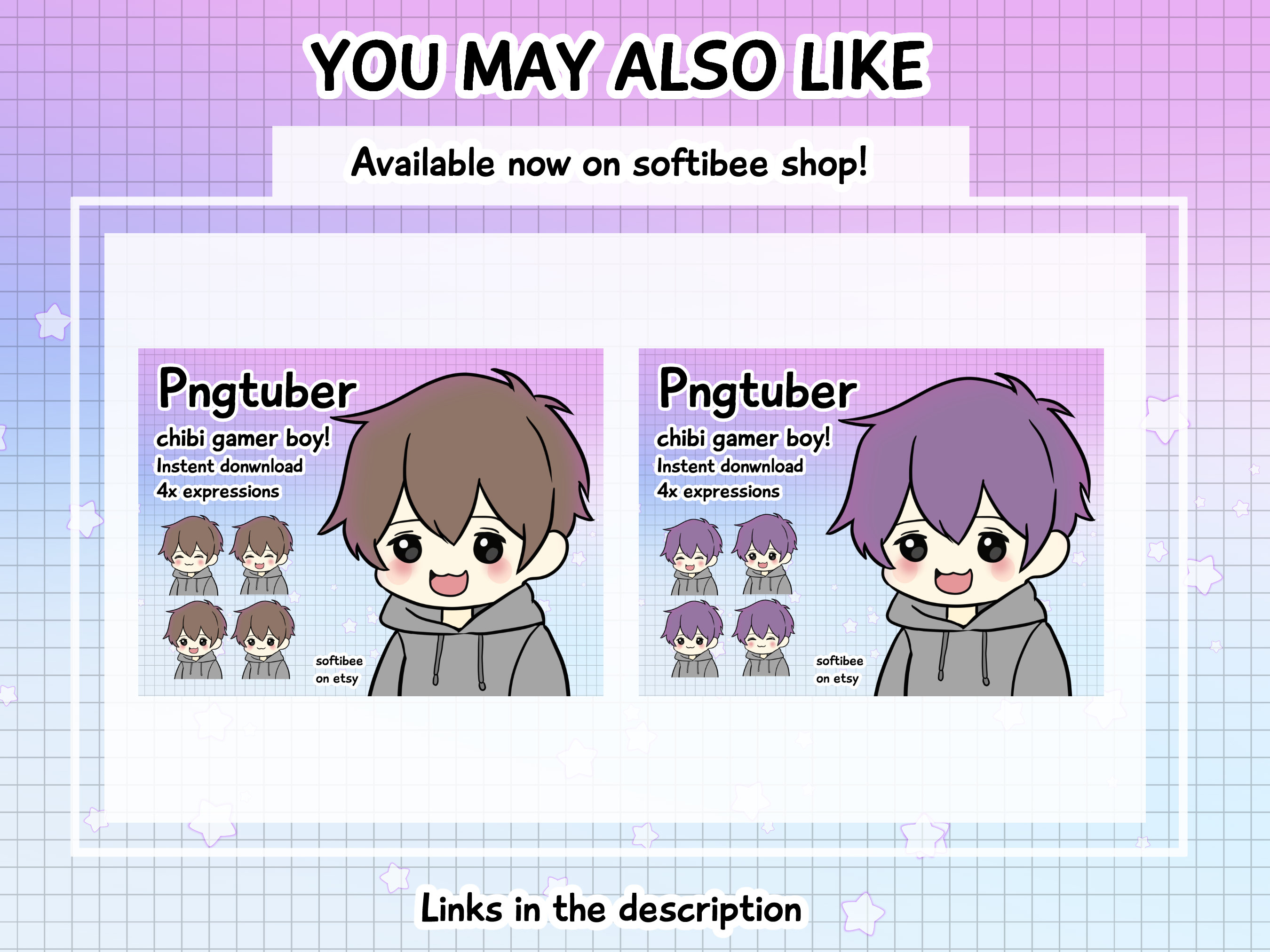 Pngtuber Male X4 Png Tuber Chibi Boy Anime With Black Hair - Etsy