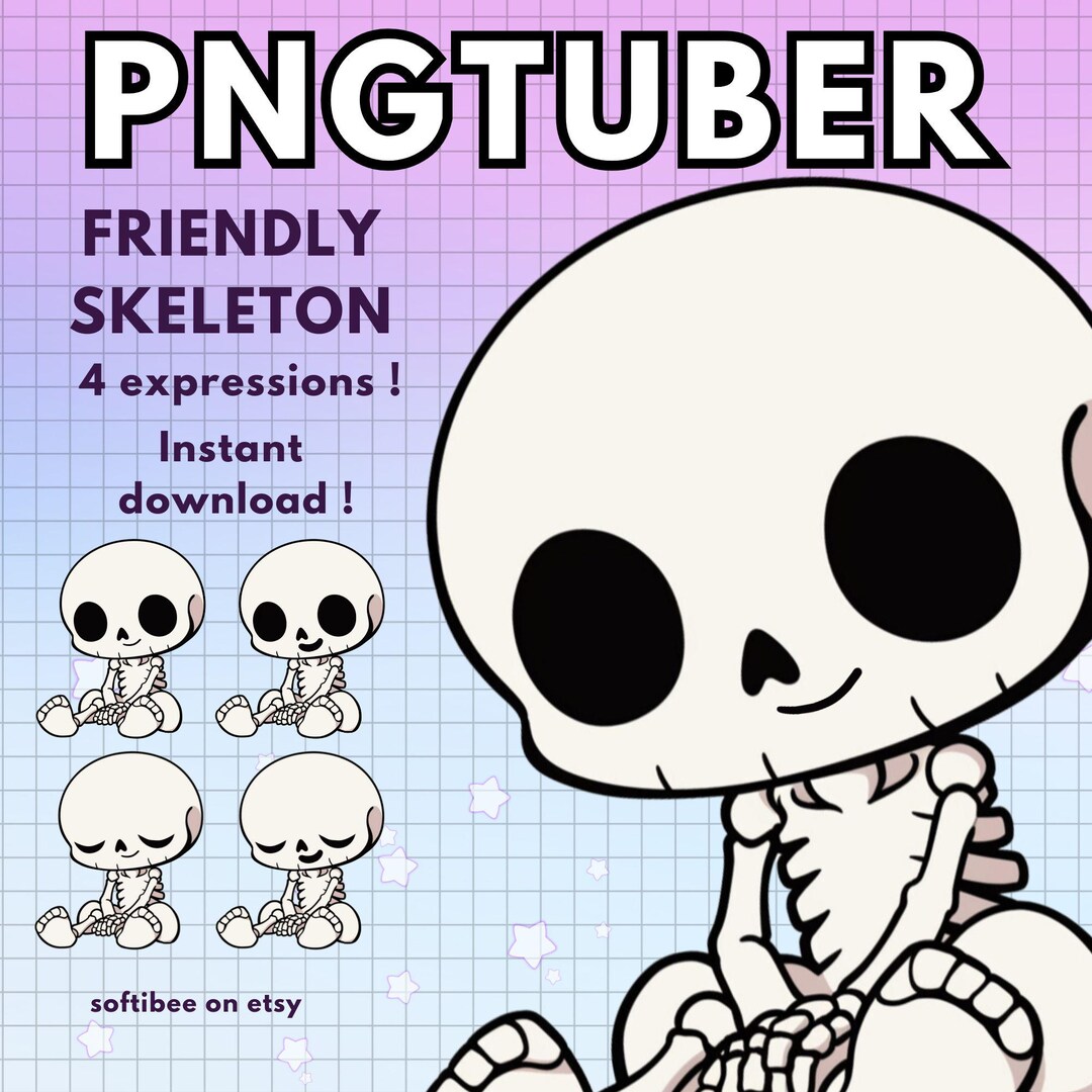 Skeleton Pngtuber Model | Chibi Pngtuber Model Vtuber Male | Twitch ...