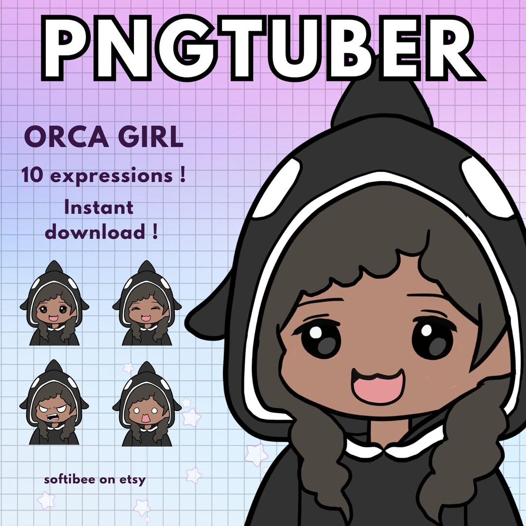 Orca Pngtuber Girl Model | Chibi Pngtuber Model Vtuber Dark Skin ...