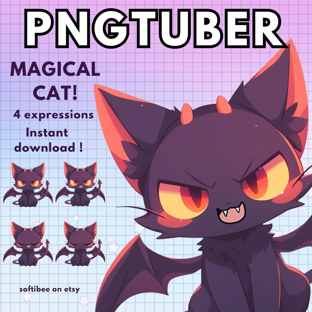 Cat Pngtuber Model Avatar ! 4x Magical Vtuber Cat Png Tuber Premade ...