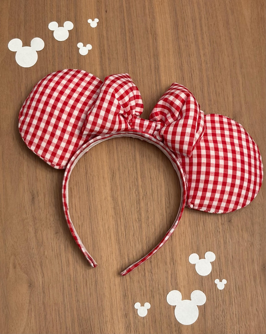 Red and White Gingham Mouse Ears, Gingham Ears, Custom Handmade Disney ...