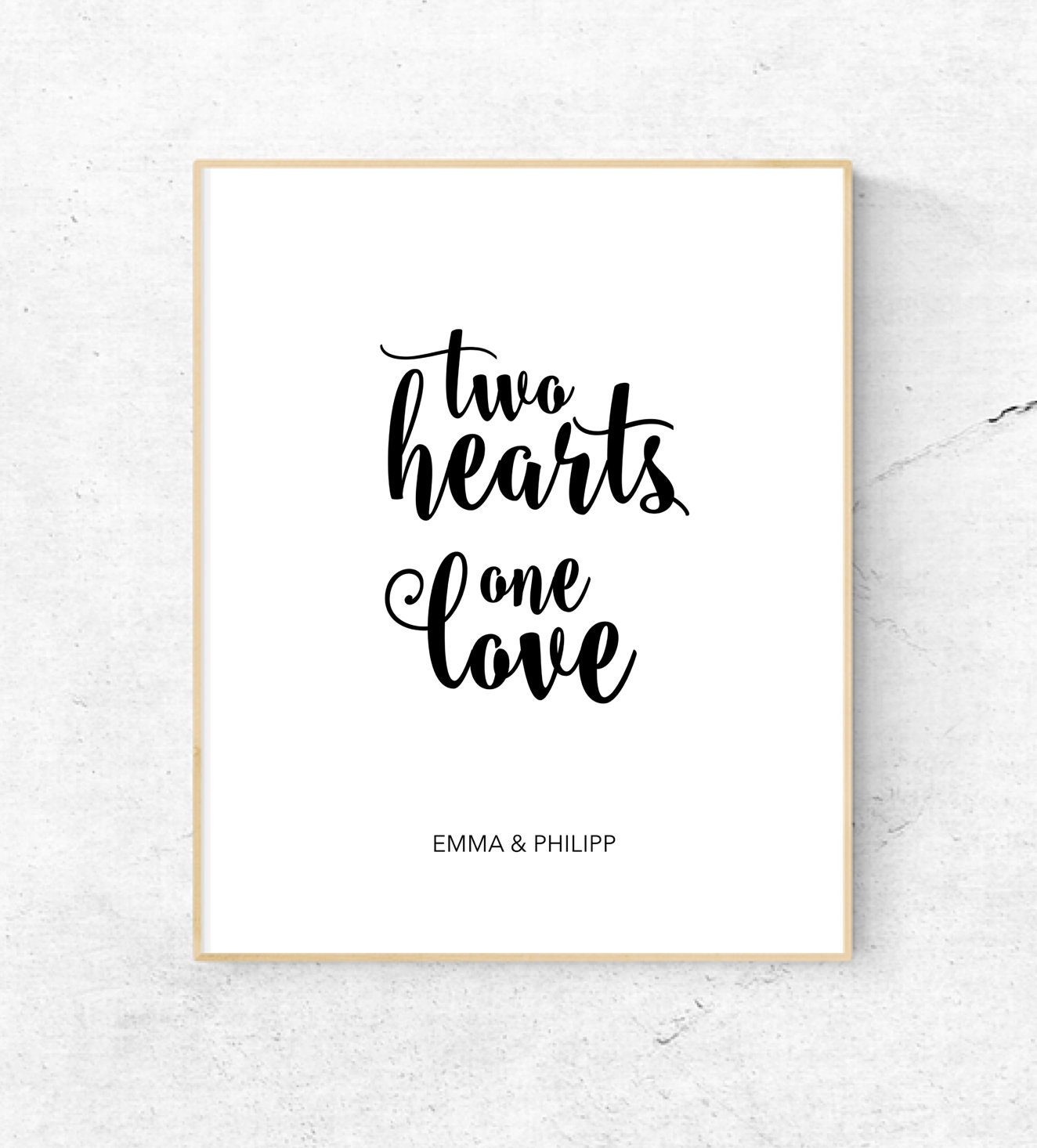 Personalized Poster Printable two Hearts One Love digital File - Etsy