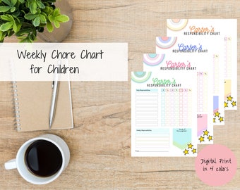 Printable Chore Chart for Kids, Reward System, Responsibility Chart ...
