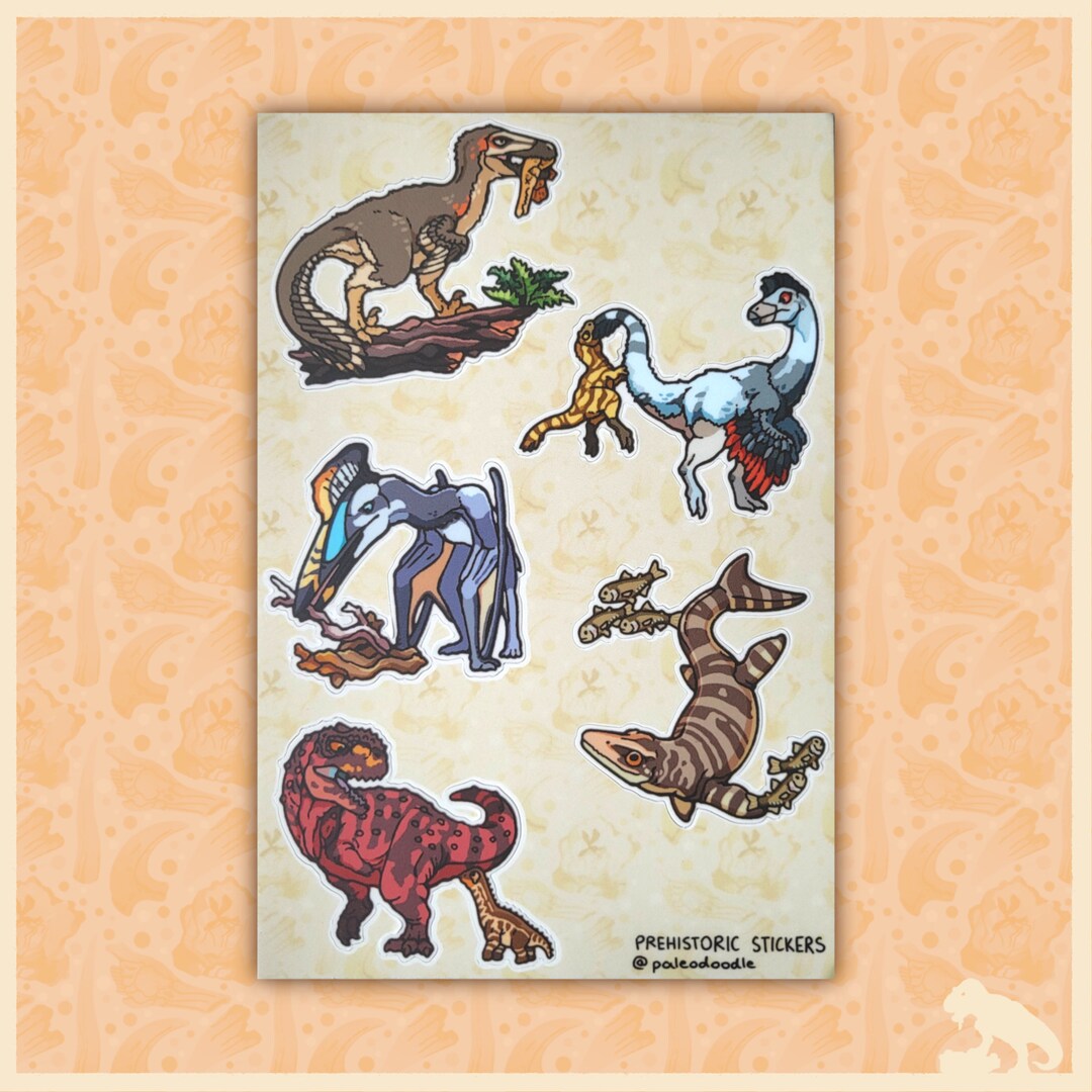 Dinosaur Die Cut Vinyl Sticker Sheet - 6" by 4" - 5 Stickers Total - Etsy