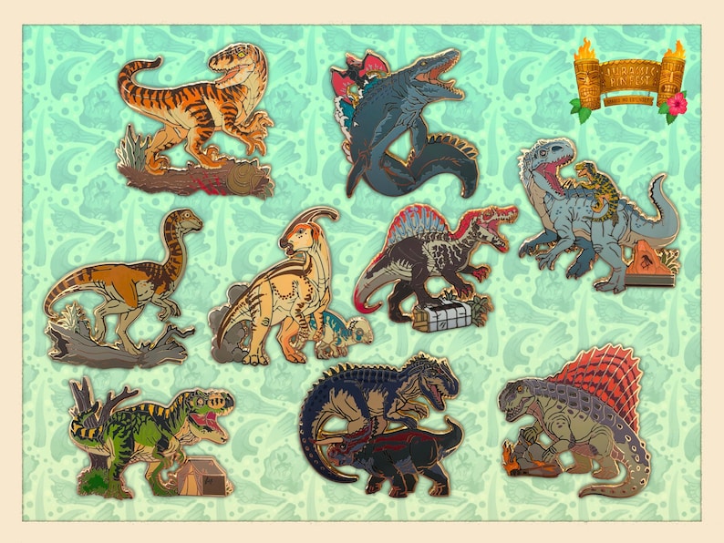 Jurassic Franchise Dinosaurs 2" Premium Hard Enamel Pin - Lapel Pin ...