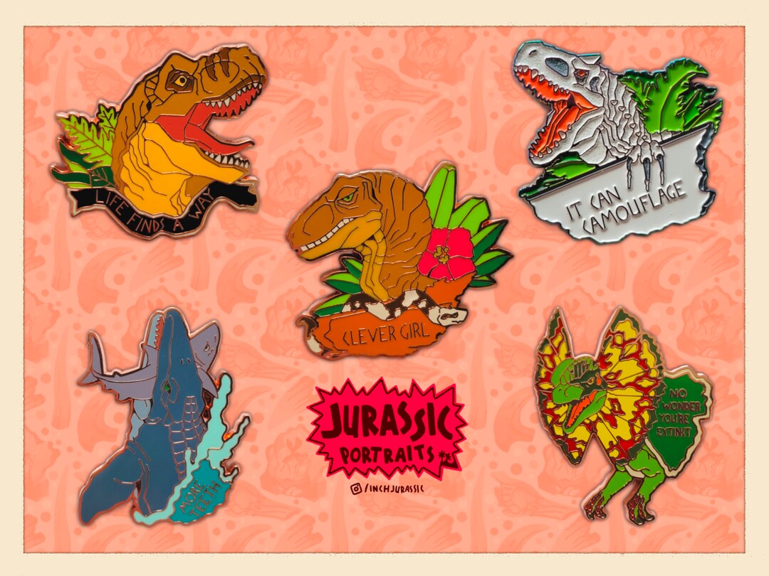 Jurassic Portraits 2" Dino Hard Enamel Pin - Lapel Pin Gift - Etsy