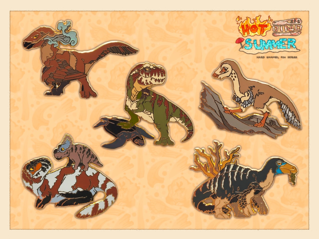 Dinosaur 2" Hard Enamel Pins - Lapel Pin Gift - Etsy