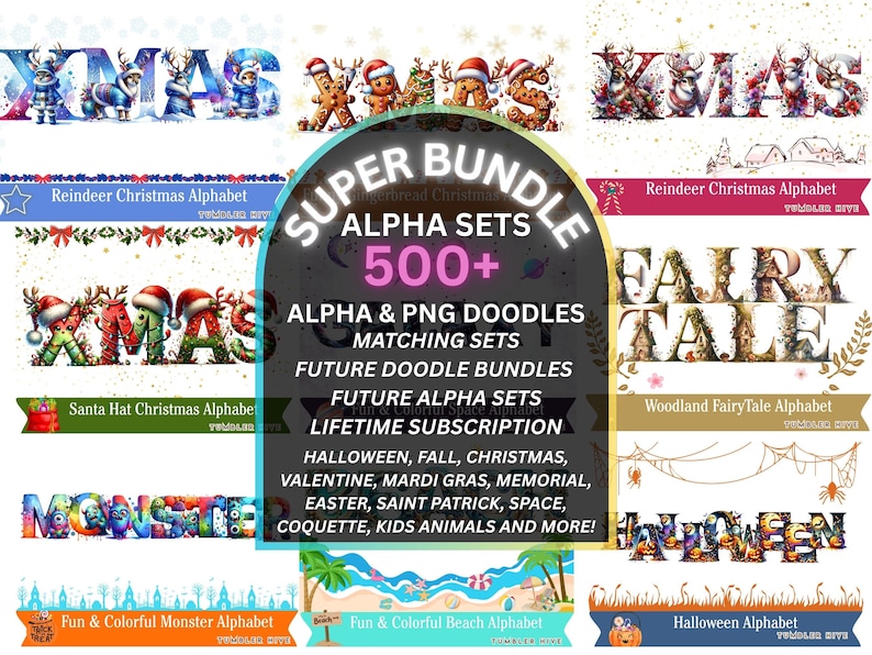 Lifetime Alphabet PNG Bundle | 35+ Mega Clipart Sets (commercial Use ...