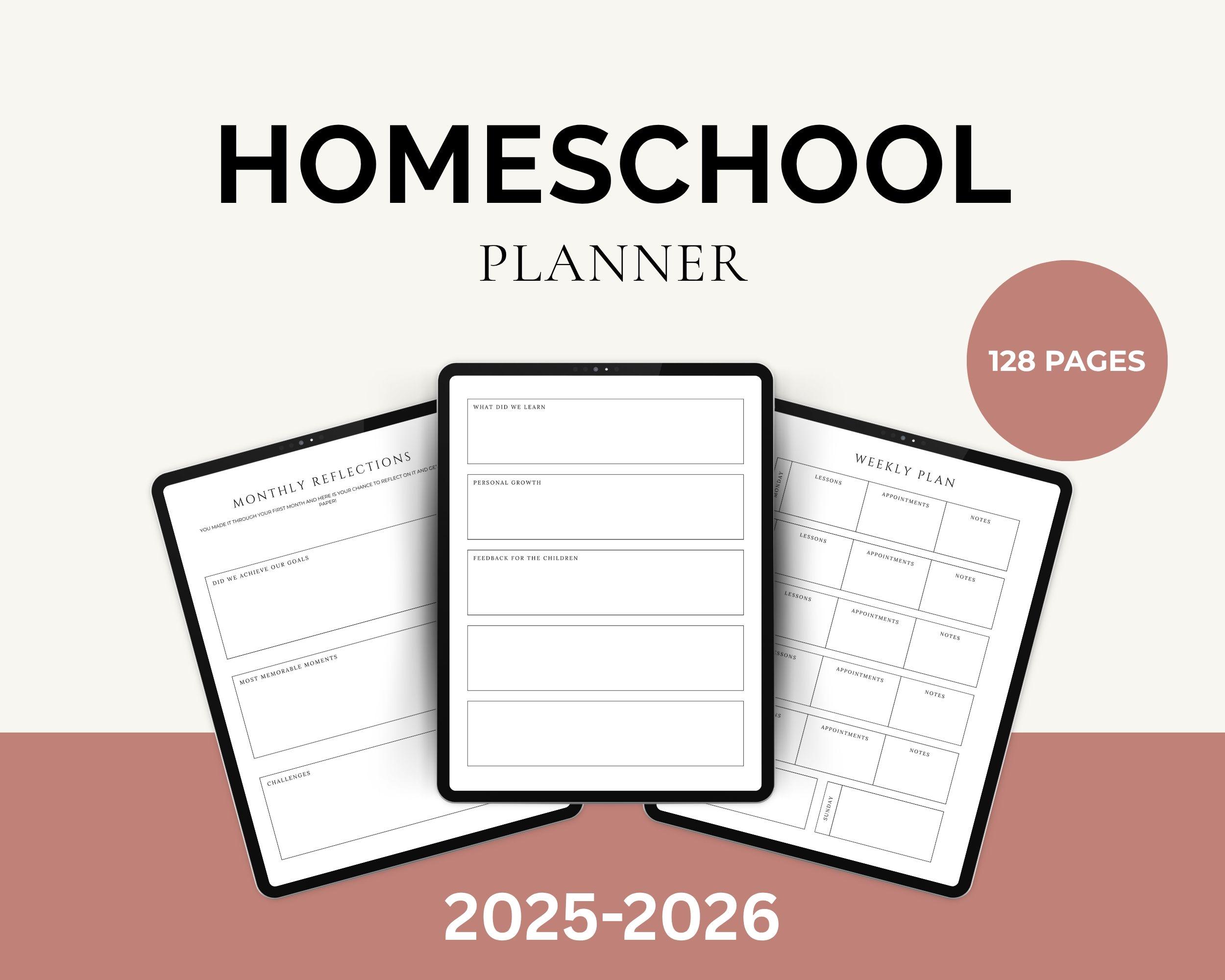 2025-2026 Homeschool Planner Printable | 128-page Boho Style Homeschool ...