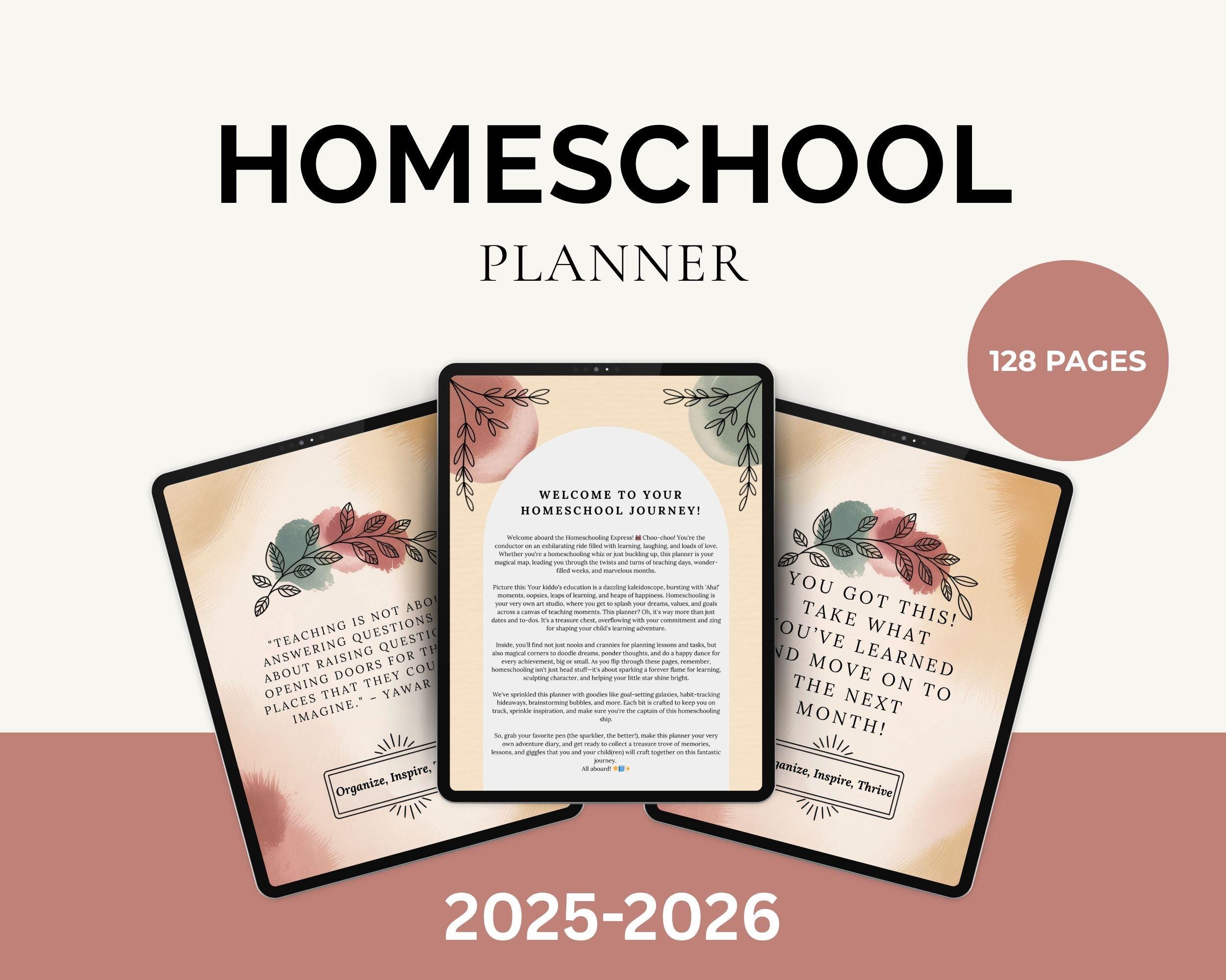 2025-2026 Homeschool Planner Printable | 128-page Boho Style Homeschool ...