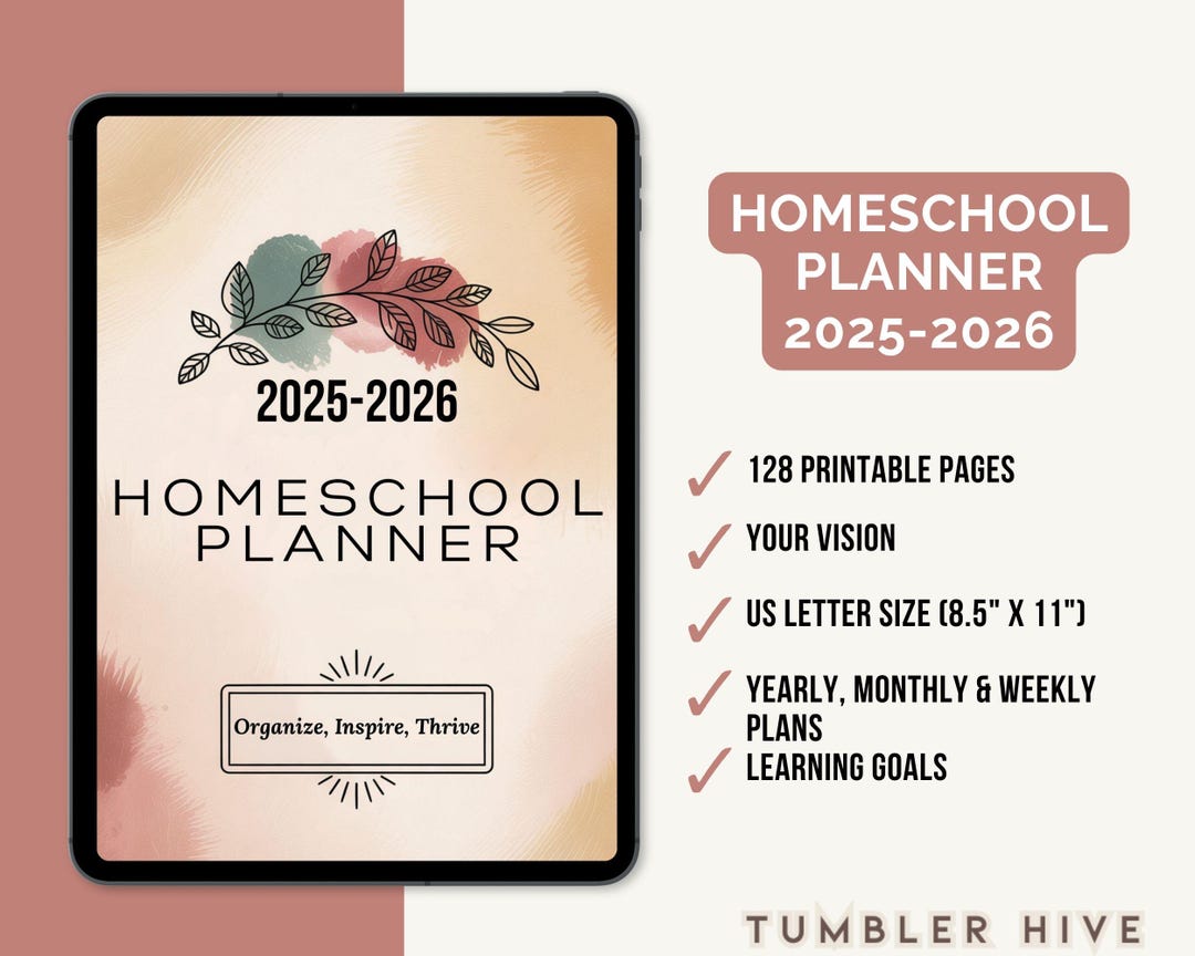 2025-2026 Homeschool Planner Printable | 128-page Boho Style Homeschool ...