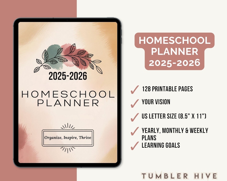 2025-2026 Homeschool Planner Printable | 128-page Boho Style Homeschool ...