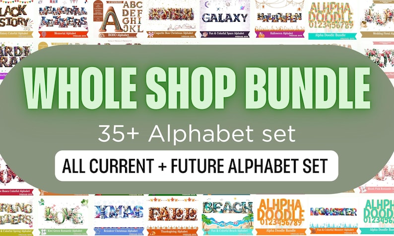 Lifetime Alphabet PNG Bundle | 35+ Mega Clipart Sets (commercial Use ...