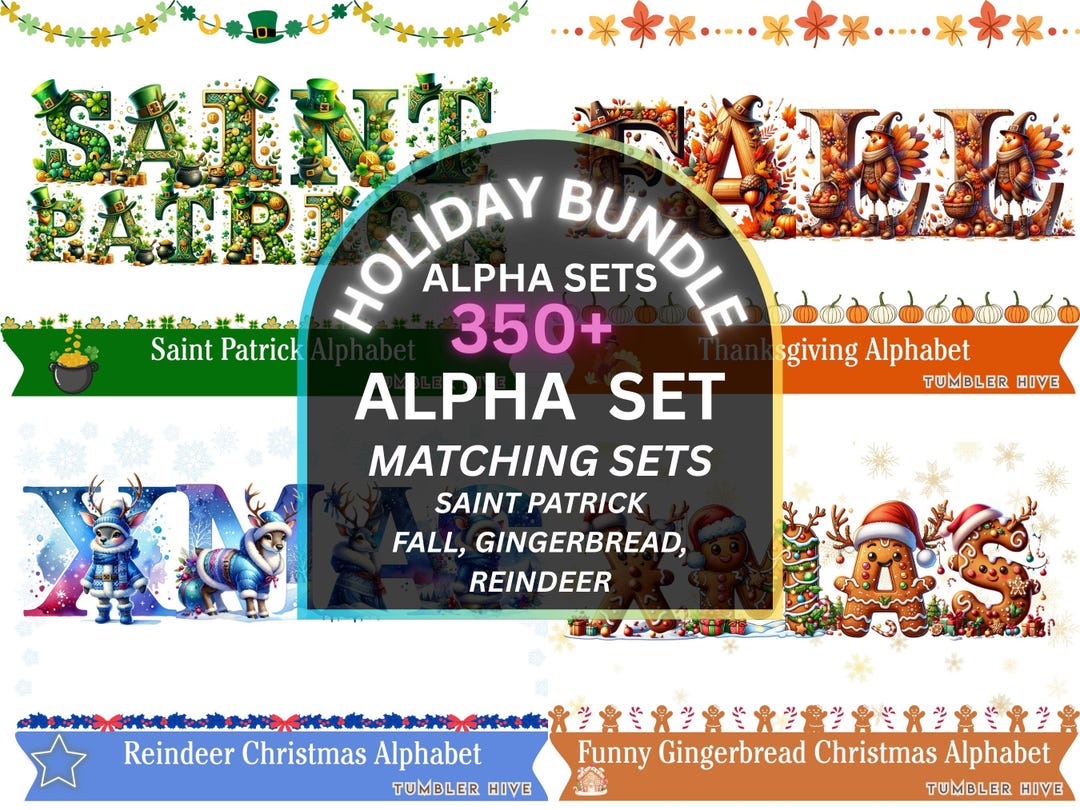 Holiday Alphabet Letters Mega Bundle: PNG Clipart, Sublimation Alpha ...