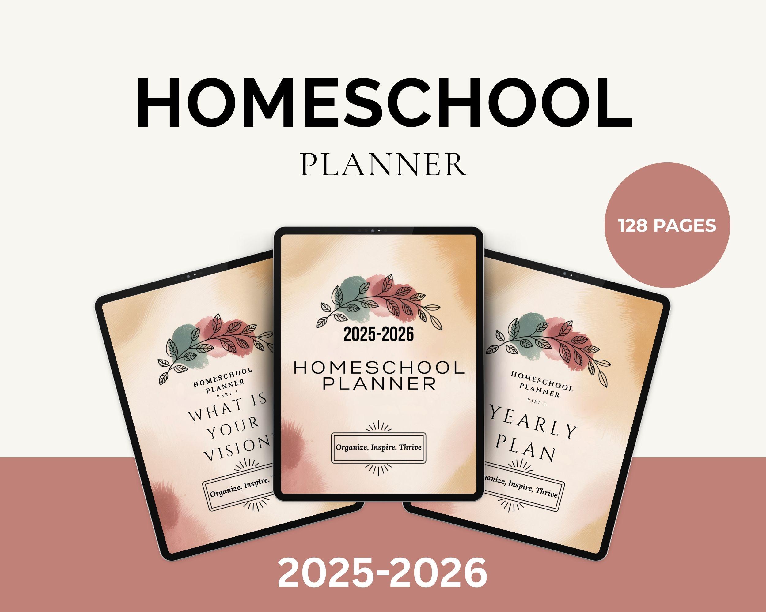 2025-2026 Homeschool Planner Printable | 128-page Boho Style Homeschool ...