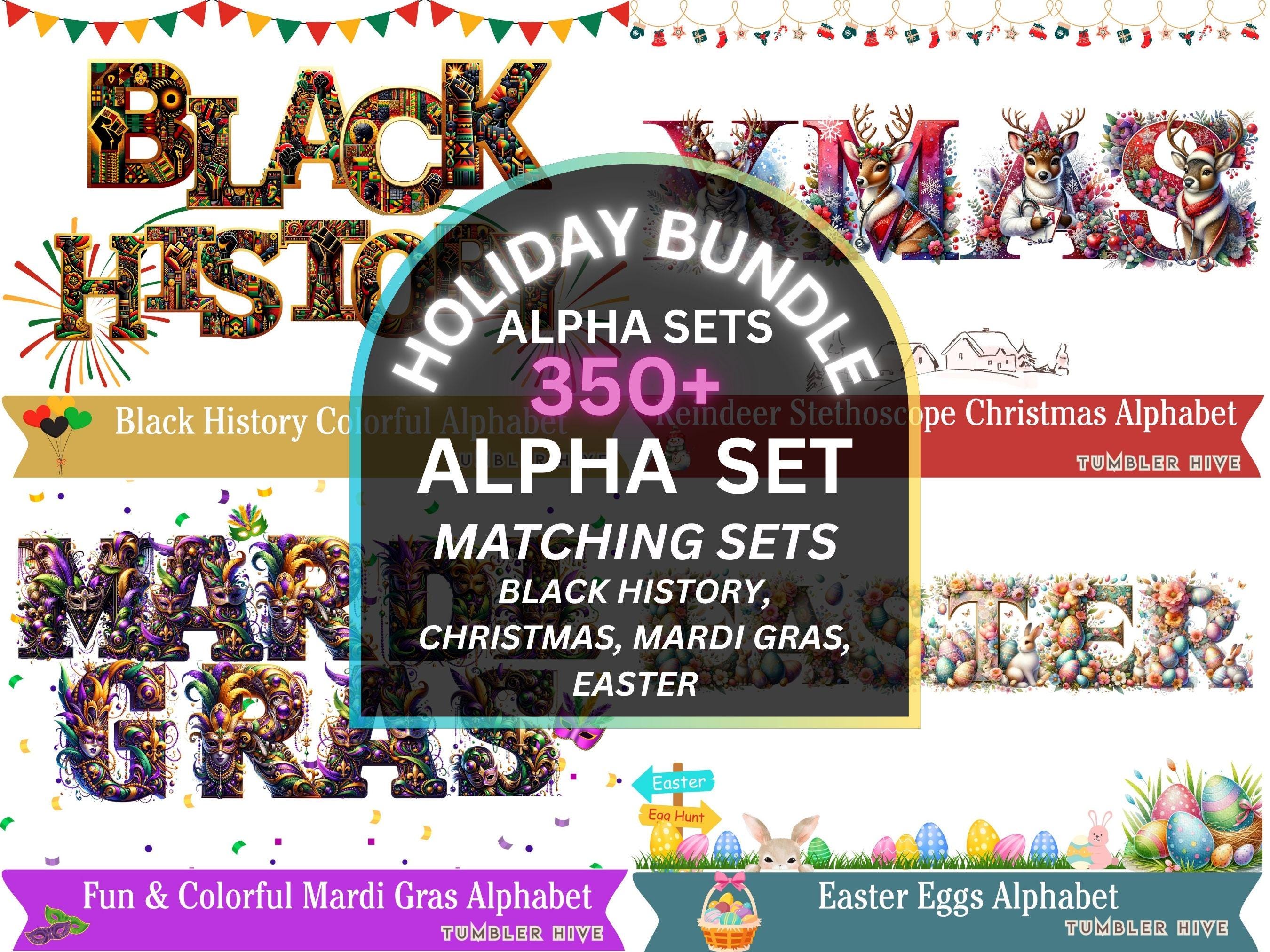 Holiday Alphabet Letters Mega Bundle: PNG Clipart, Sublimation Alpha ...