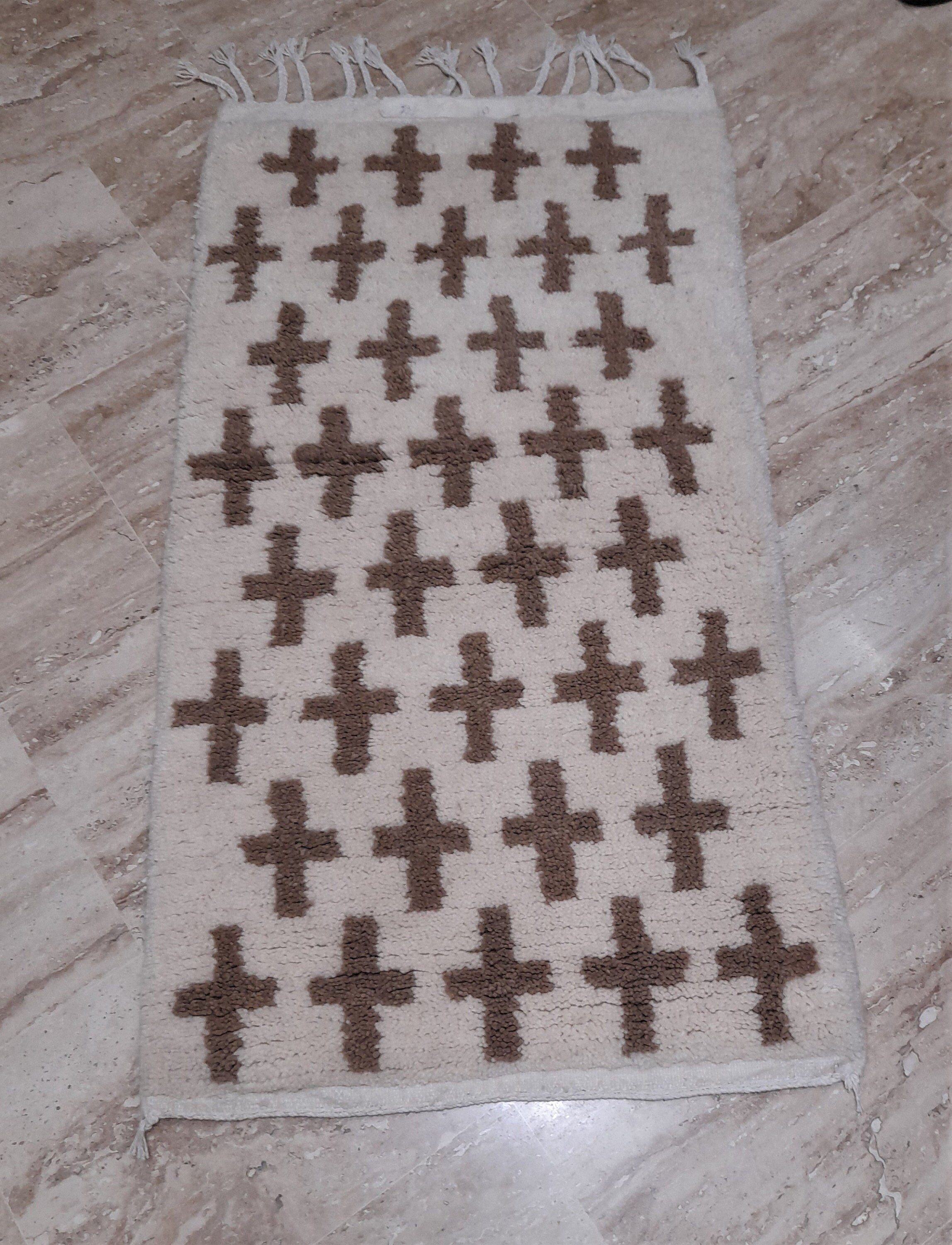 Brown Cross Rug on White Background, Moroccan Rug, Handmade Rug, Berber ...