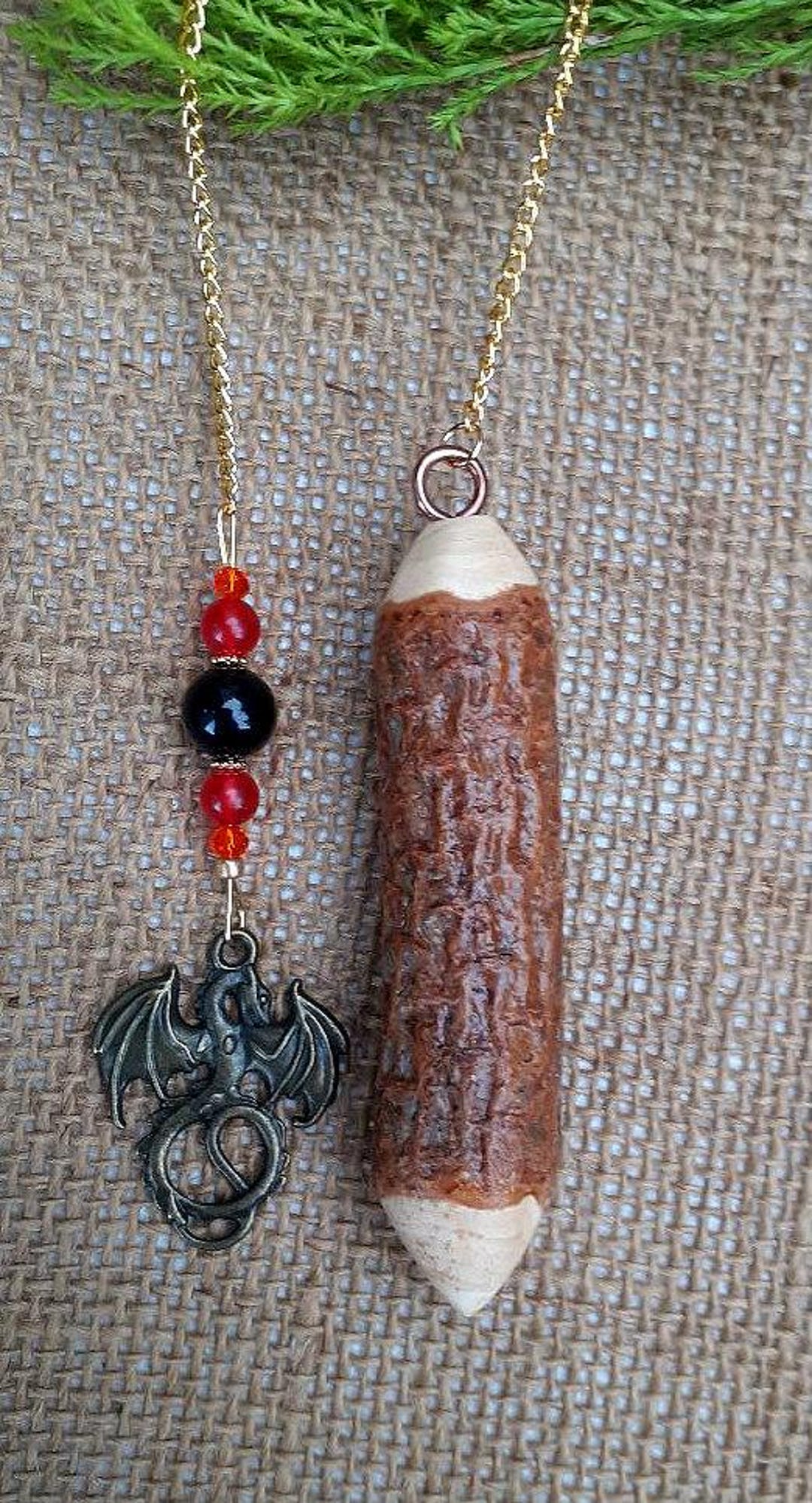 Dragon Fire Small Chunky Pine Wood Pendulum - Etsy