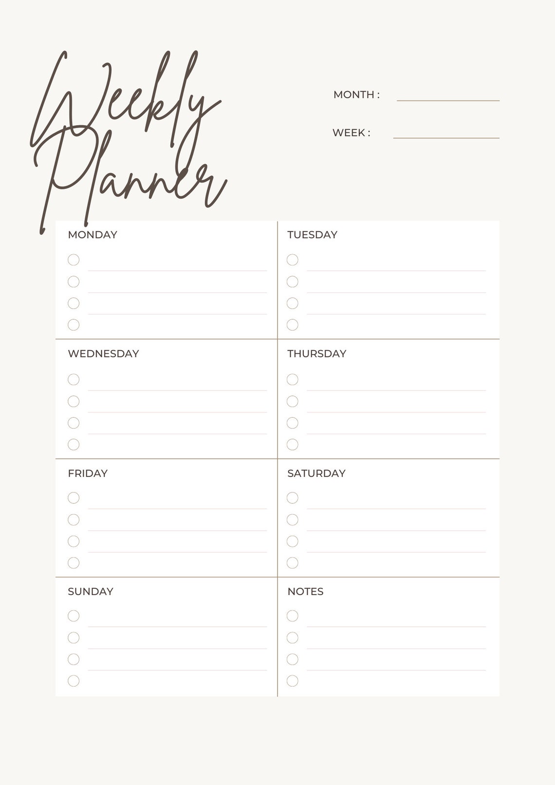 Daily Planner, Weekly Planner, Vacation Planner, Printable Planner ...