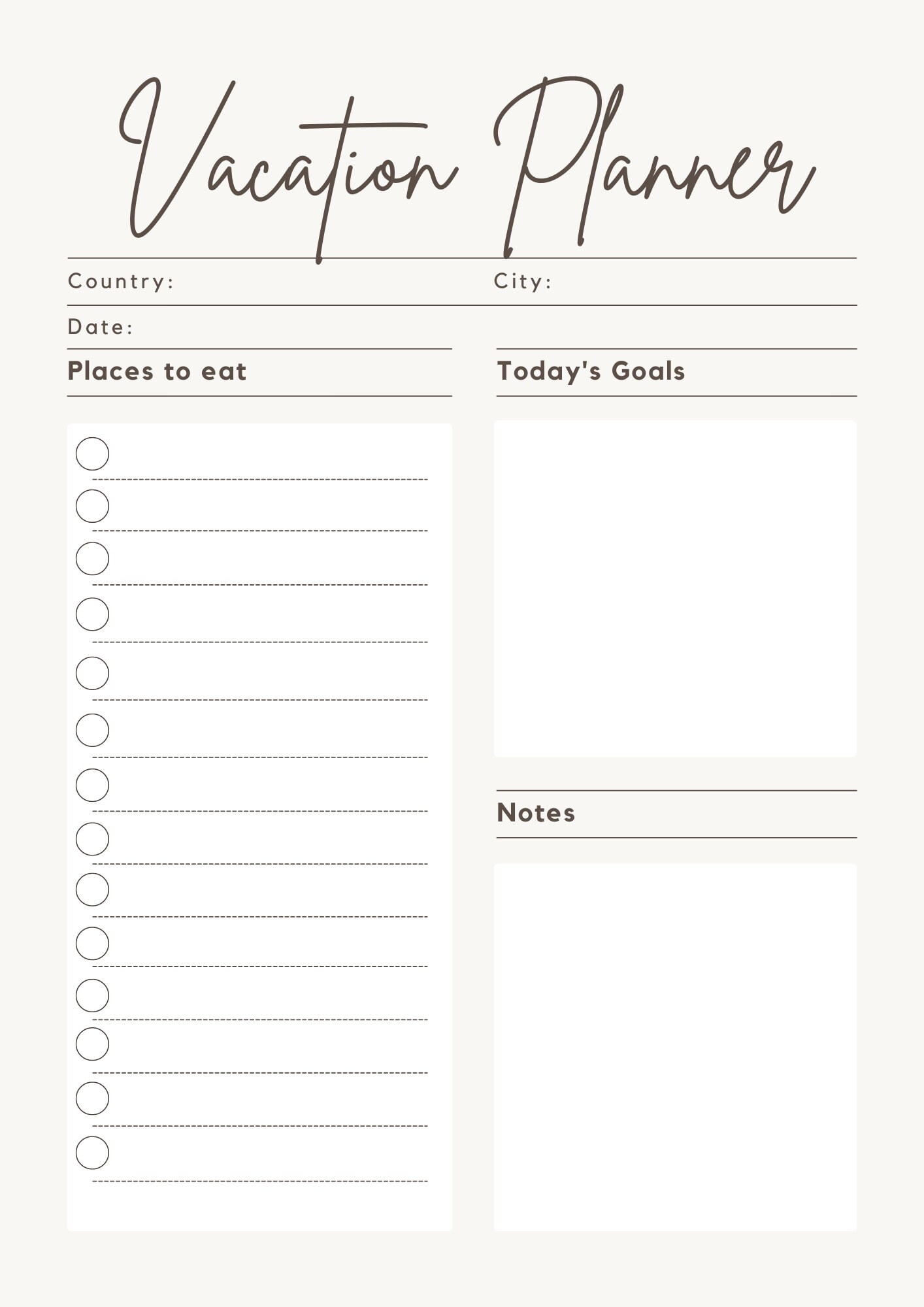 Daily Planner, Weekly Planner, Vacation Planner, Printable Planner ...