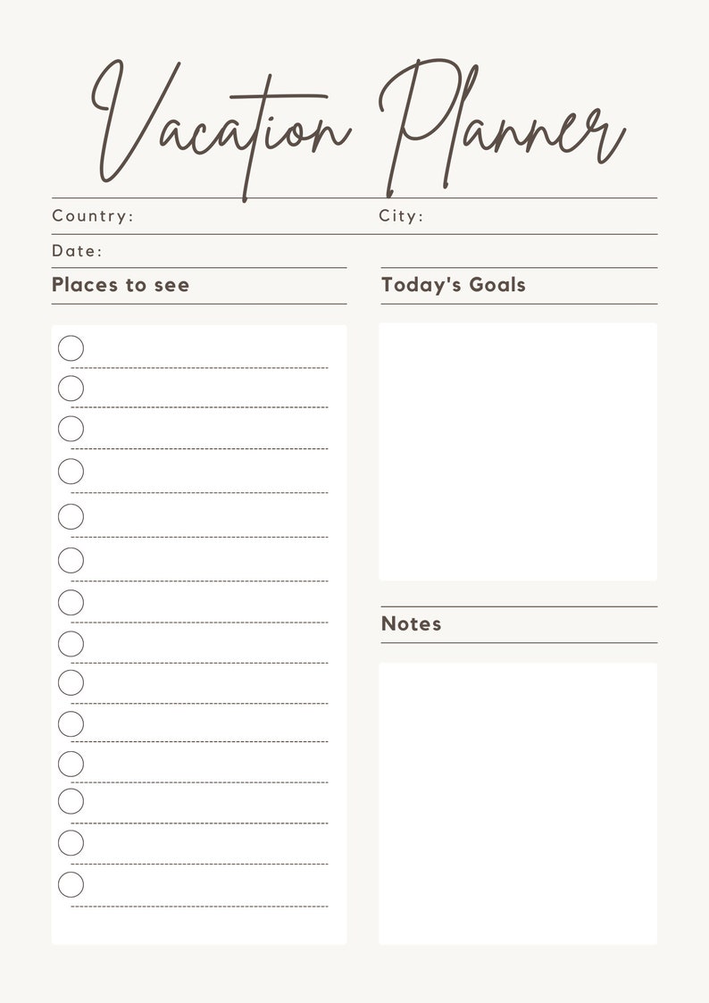 Daily Planner, Weekly Planner, Vacation Planner, Printable Planner ...