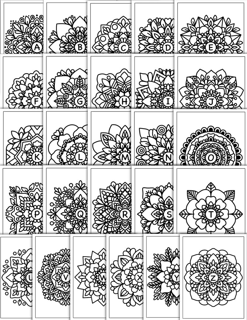 Mandalas Alphabet Letters Coloring Pages, Printable Coloring Pages ...
