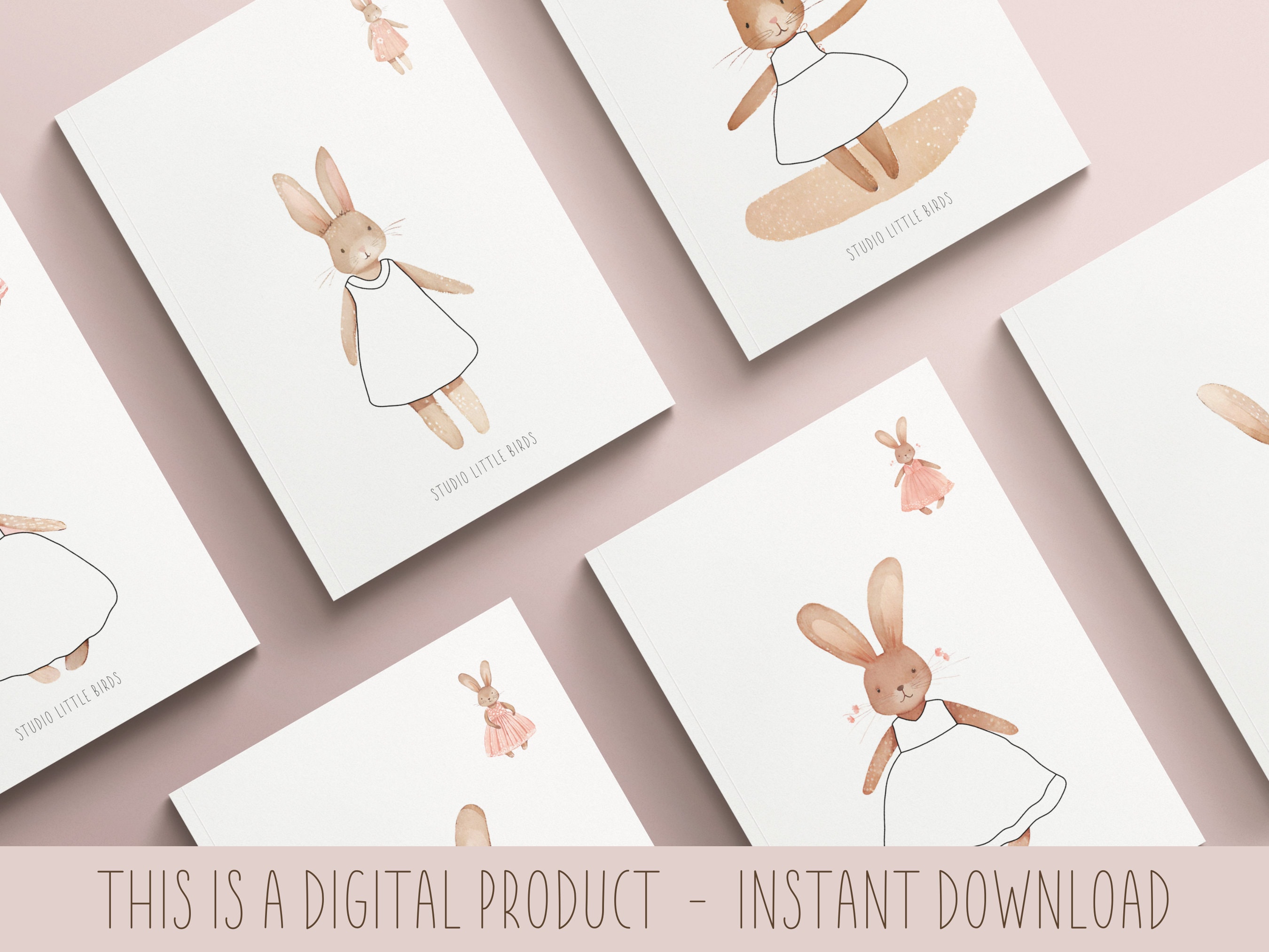 Bunny Couture, Coloring Pages, Maileg Inspired Watercolor Bunny Prints ...