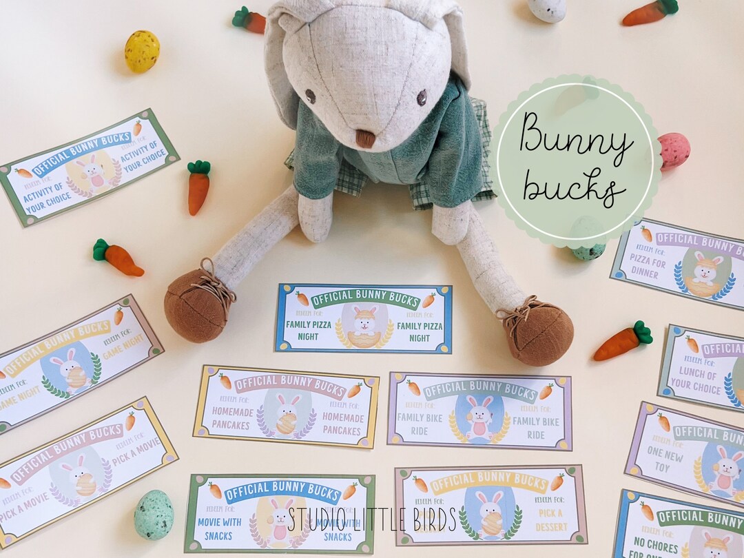 12 Easter Bunny Bucks Printable, Bunny Money, Easter Egg Filler, Easter ...