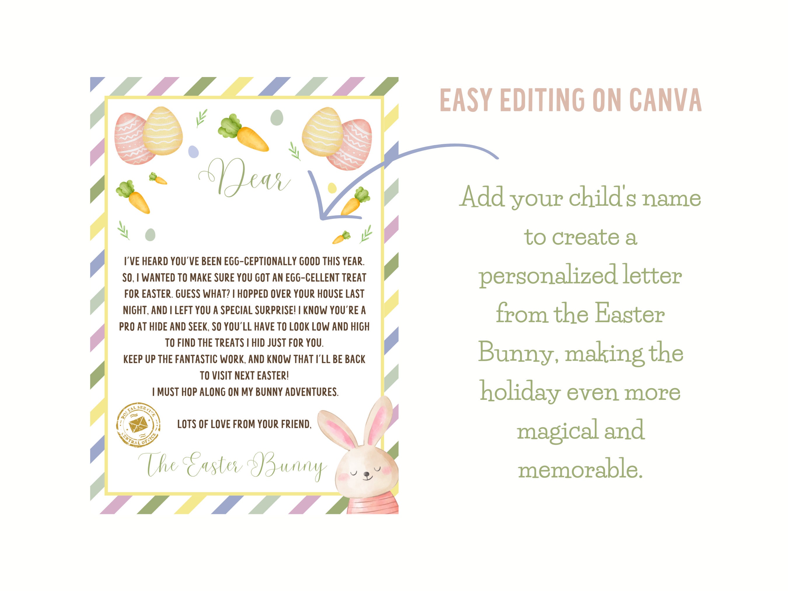 Editable Letter From the Easter Bunny, Personalized Letter From the ...