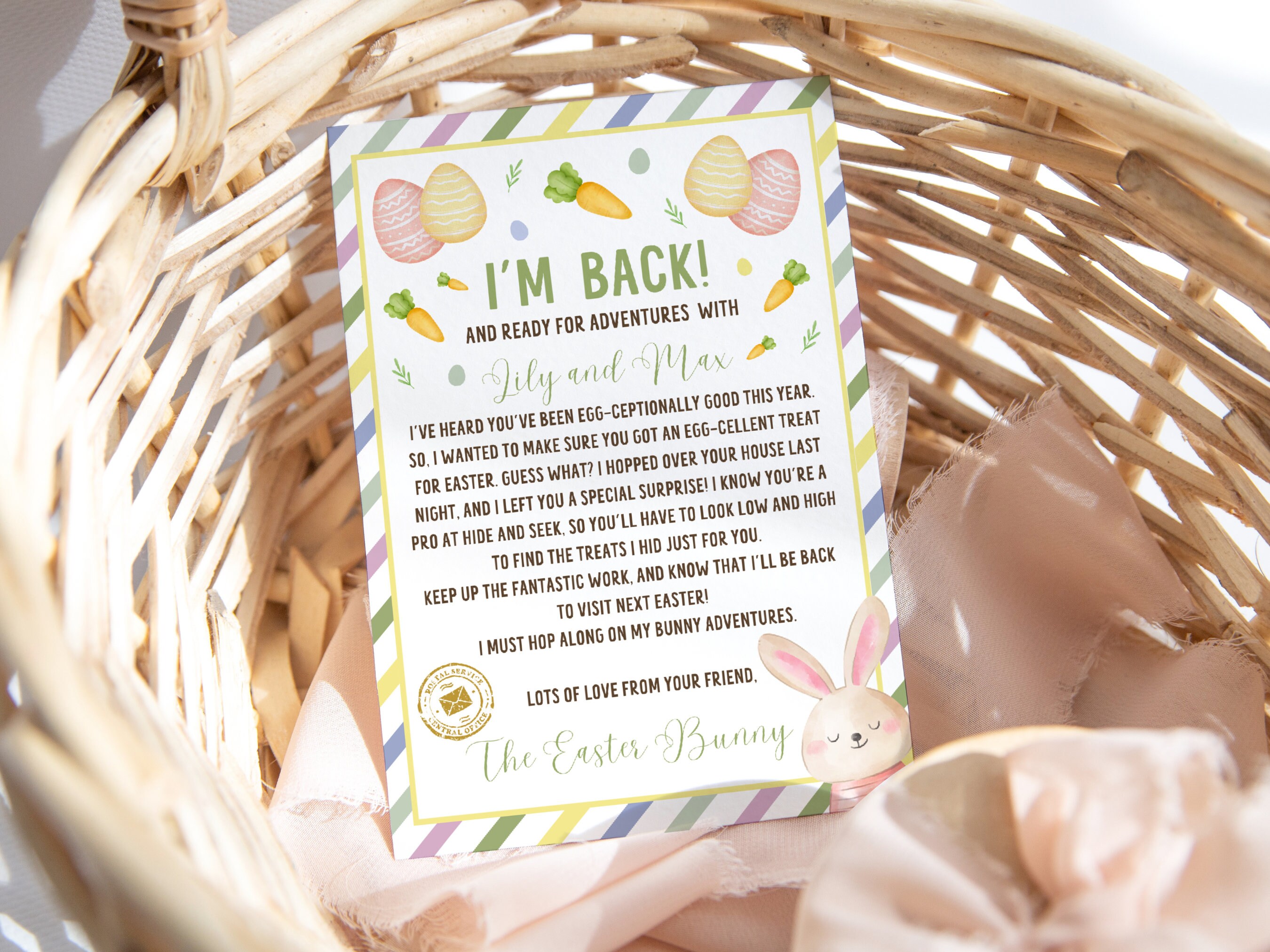 Easter Bunny Letter, Easter Printable, Bunny Letter, Custom Name ...