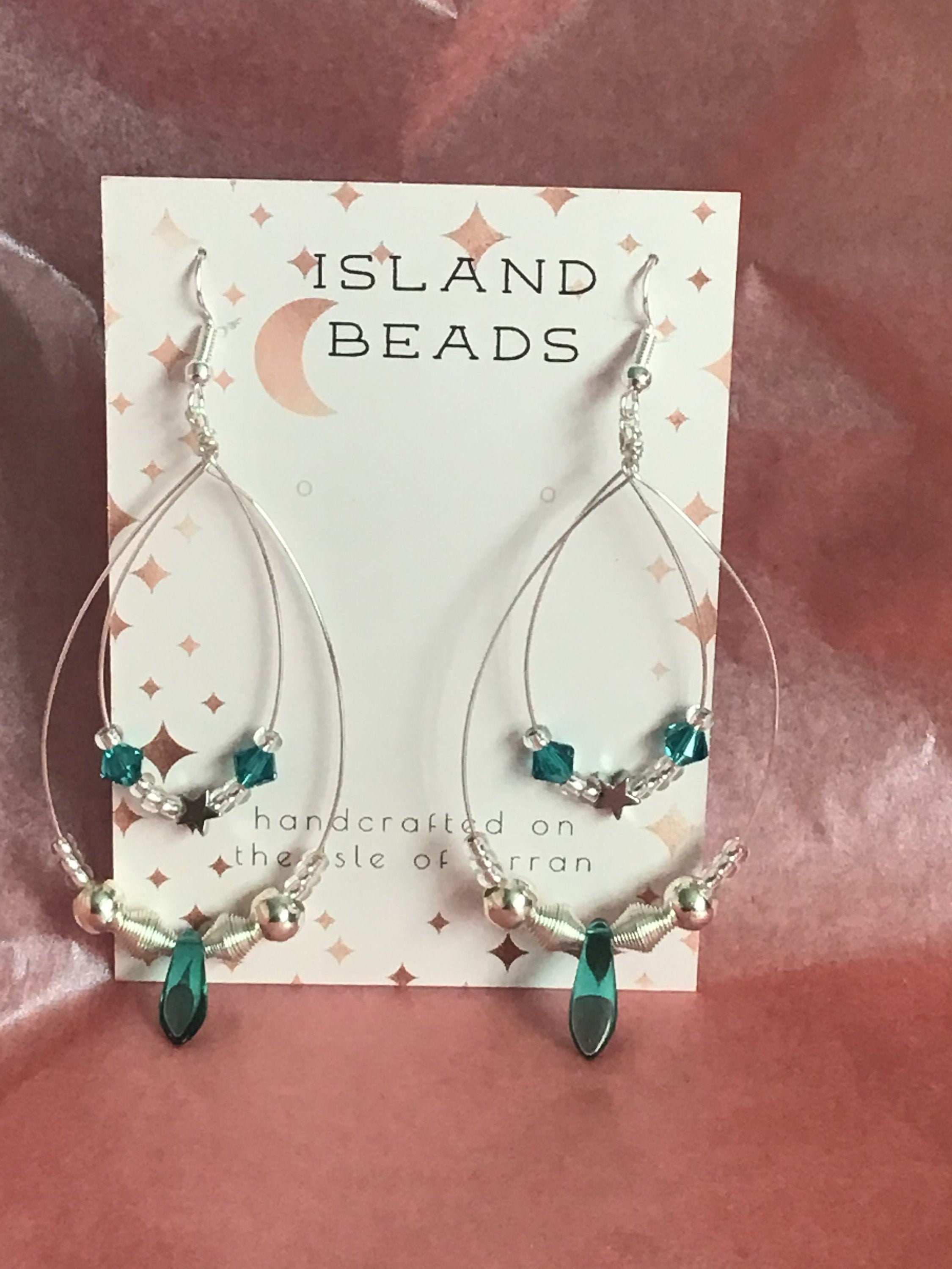 Large Boho Bohemian Style Silver Wire Oval Earrings With Blue - Etsy UK